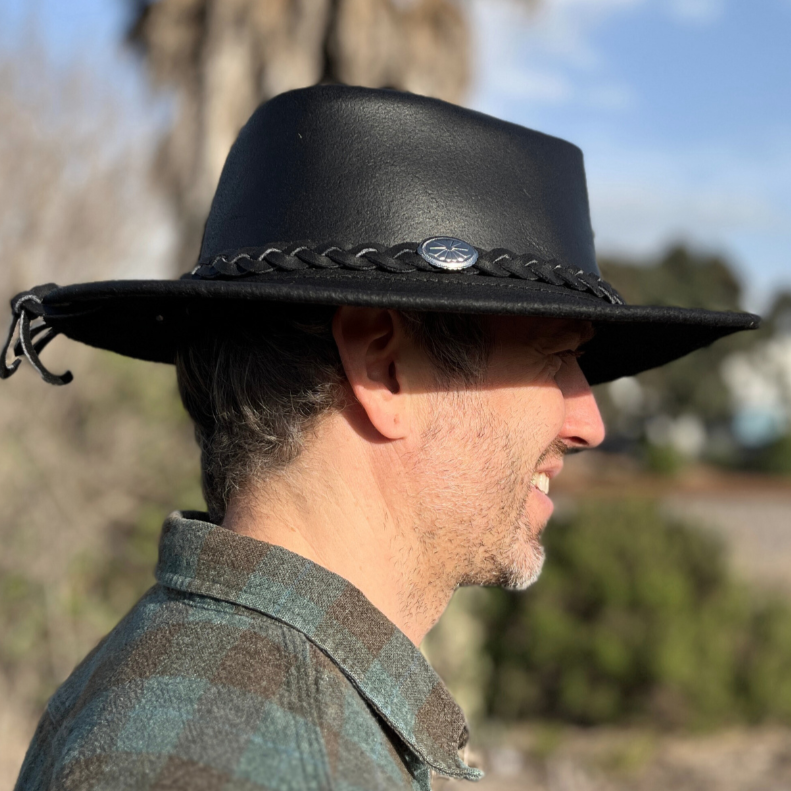 Leather Western Hat | Cattleman Hat | Black Genuine Leather – Baja Leather