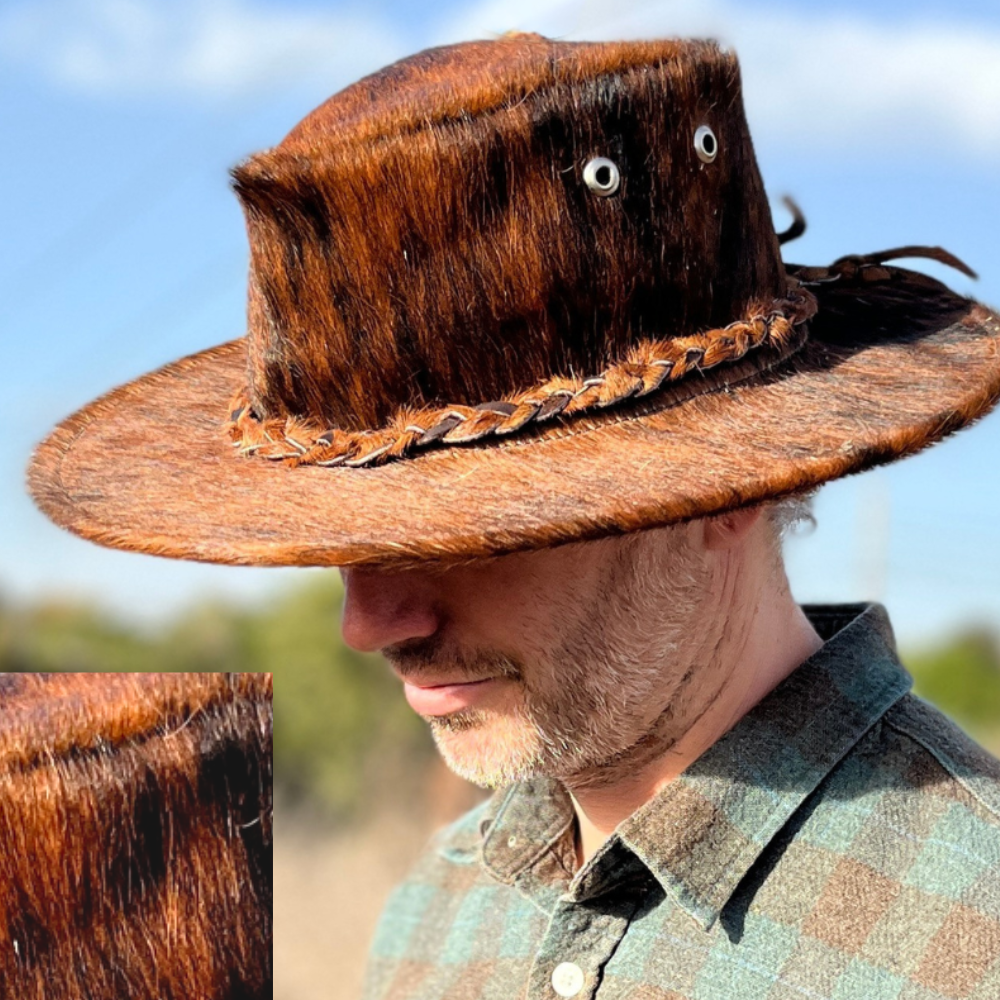 Cowhide Cowboy & Cowgirl Hat - REAL Cow Fur Leather – Baja Leather